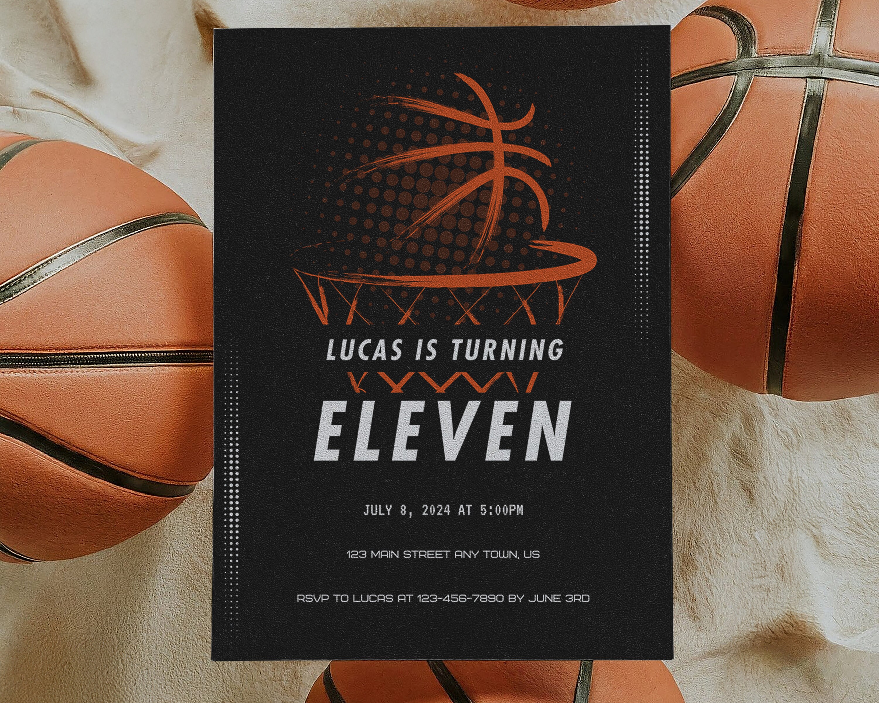 Basketball Birthday Invitation Template, Editable Sports Theme Party ...