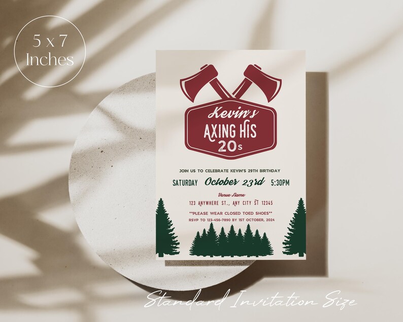 Axe Throwing Birthday Invitation, Axing His 20s Birthday Card ...