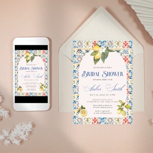 Mediterranean Bridal Shower Invitation, Editable Lemon Italian Citrus ...