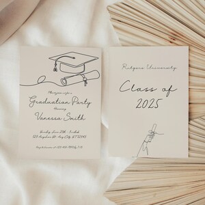 Class of 2025 Graduation Invitation, Minimalist College Commencement ...