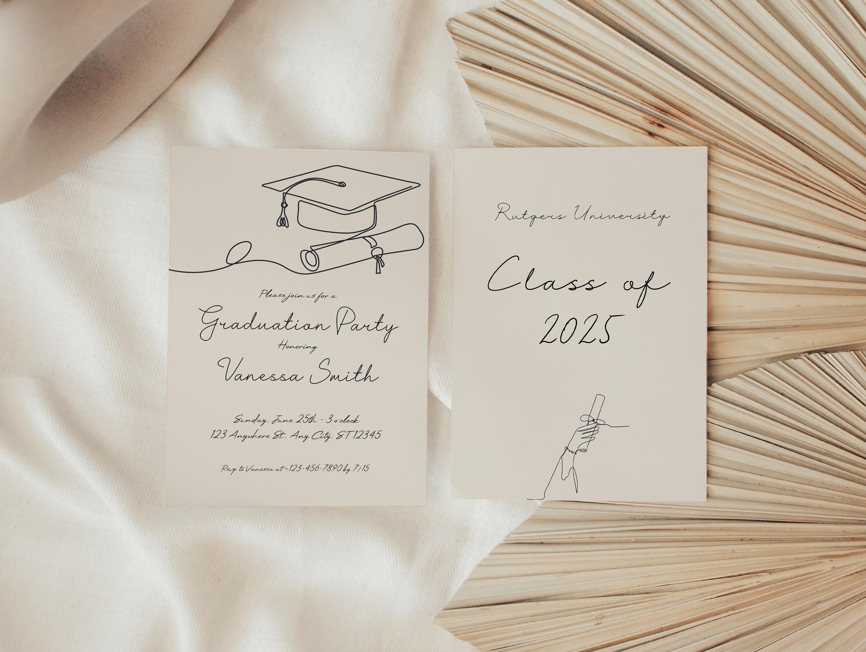 Class of 2025 Graduation Invitation, Minimalist College Commencement ...