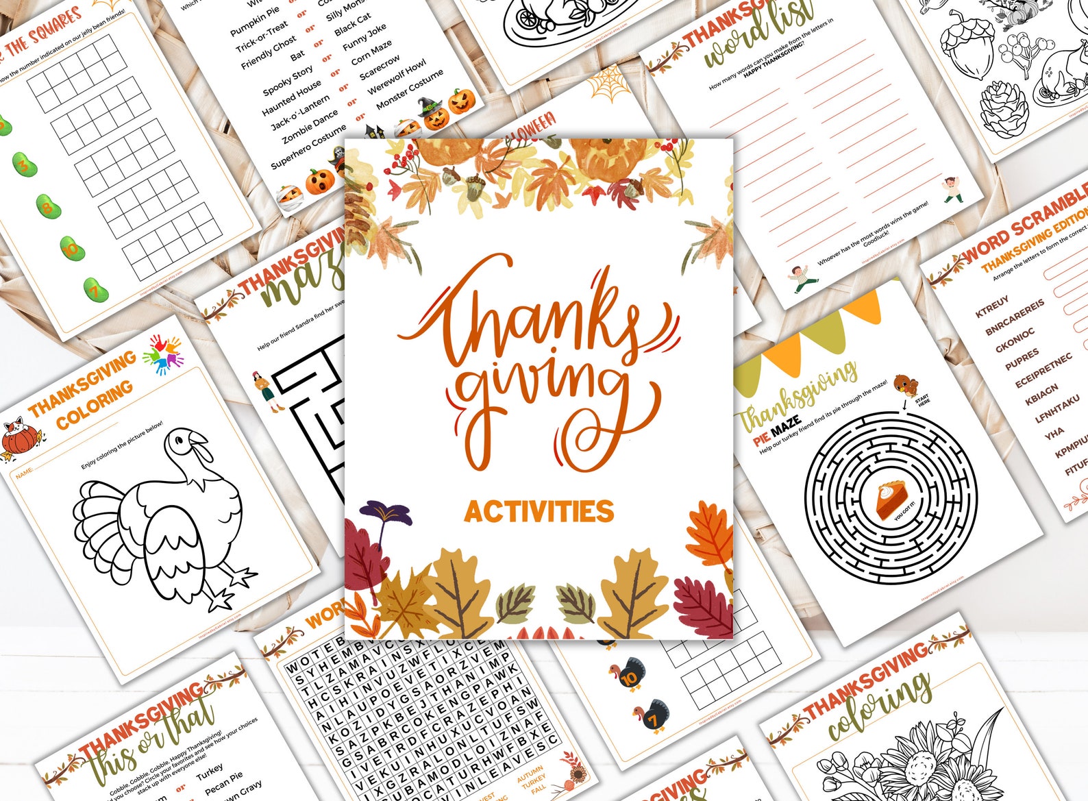 Printable Thanksgiving Activities for Kids, Thanksgiving Activity Pack ...