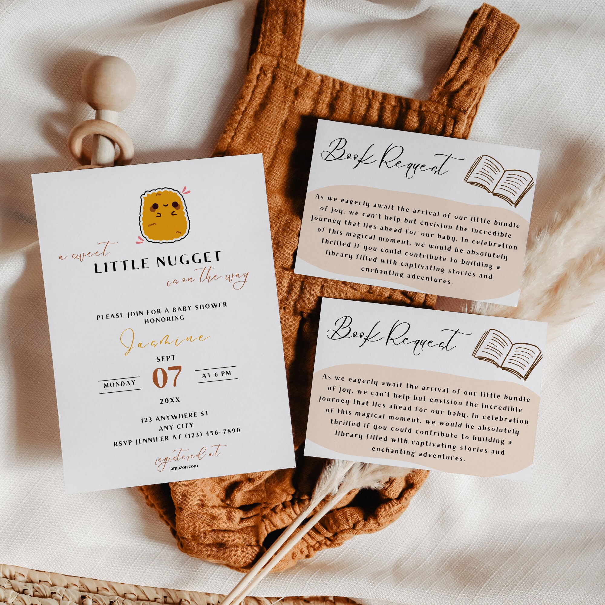 Little Nugget Baby Shower Invitation SET Editable Invite Fast Food Baby ...