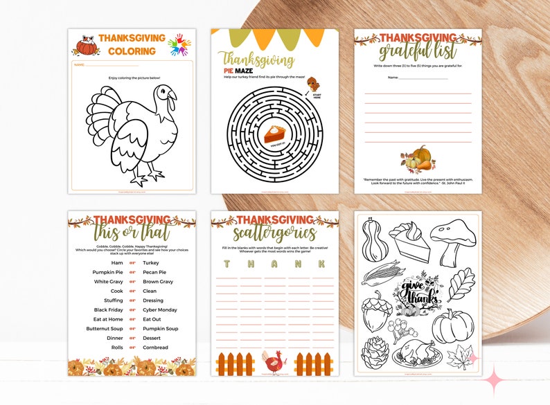 Printable Thanksgiving Activities for Kids, Thanksgiving Activity Pack ...