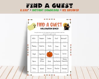 Halloween Find the Guest Bingo Halloween Games Ice Breaker - Etsy