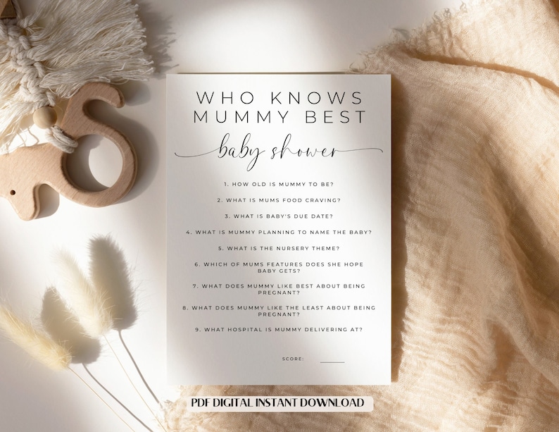 Who Knows Mommy Best Game Baby Shower Game Printable Baby - Etsy