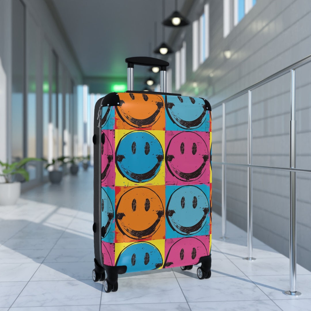 Smiley Face Rolling Suitcase: Polycarbonate Carry-on Luggage - Etsy