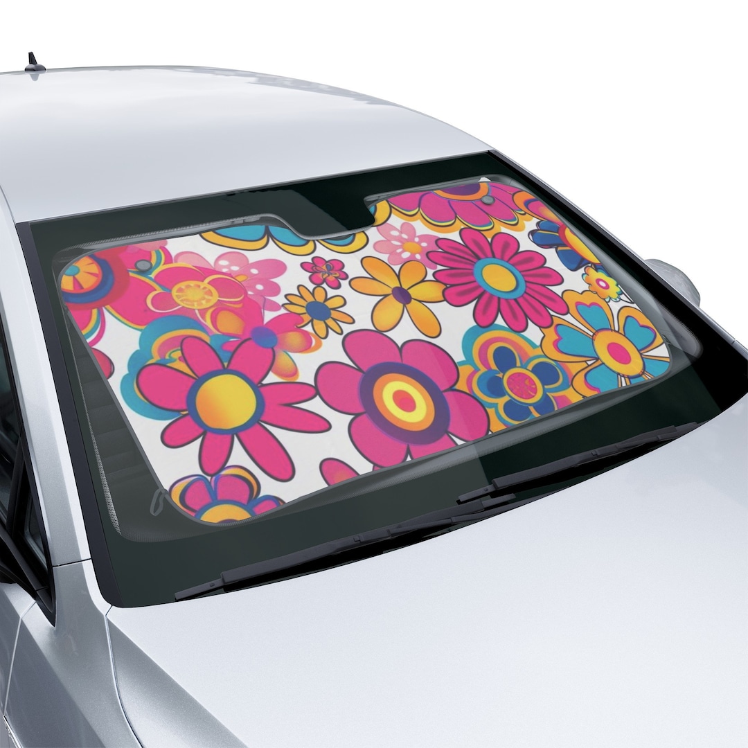 Custom Floral Car Sun Shade: Polyester Auto Window Shade - Etsy