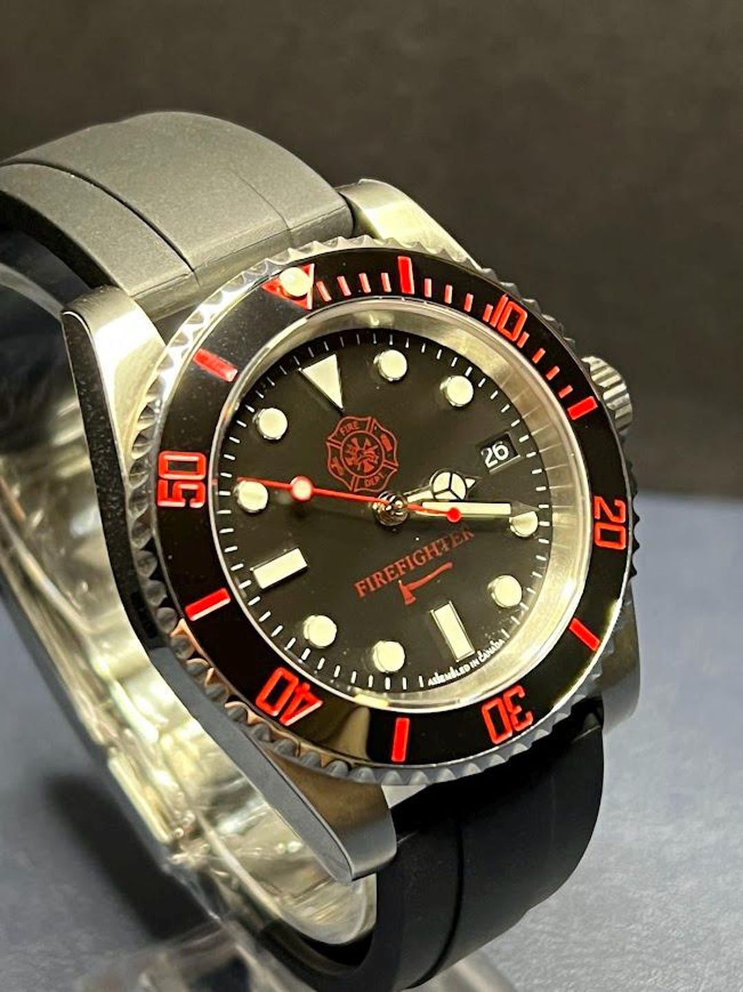 Firefighter Custom Dive Watch | 40mm Submariner Case | Hand Assembled ...