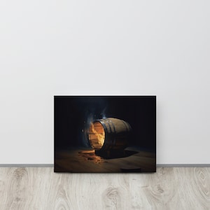Whiskey Barrel Oil Canvas Print | Flamming Charred Oak Barrel | Man ...