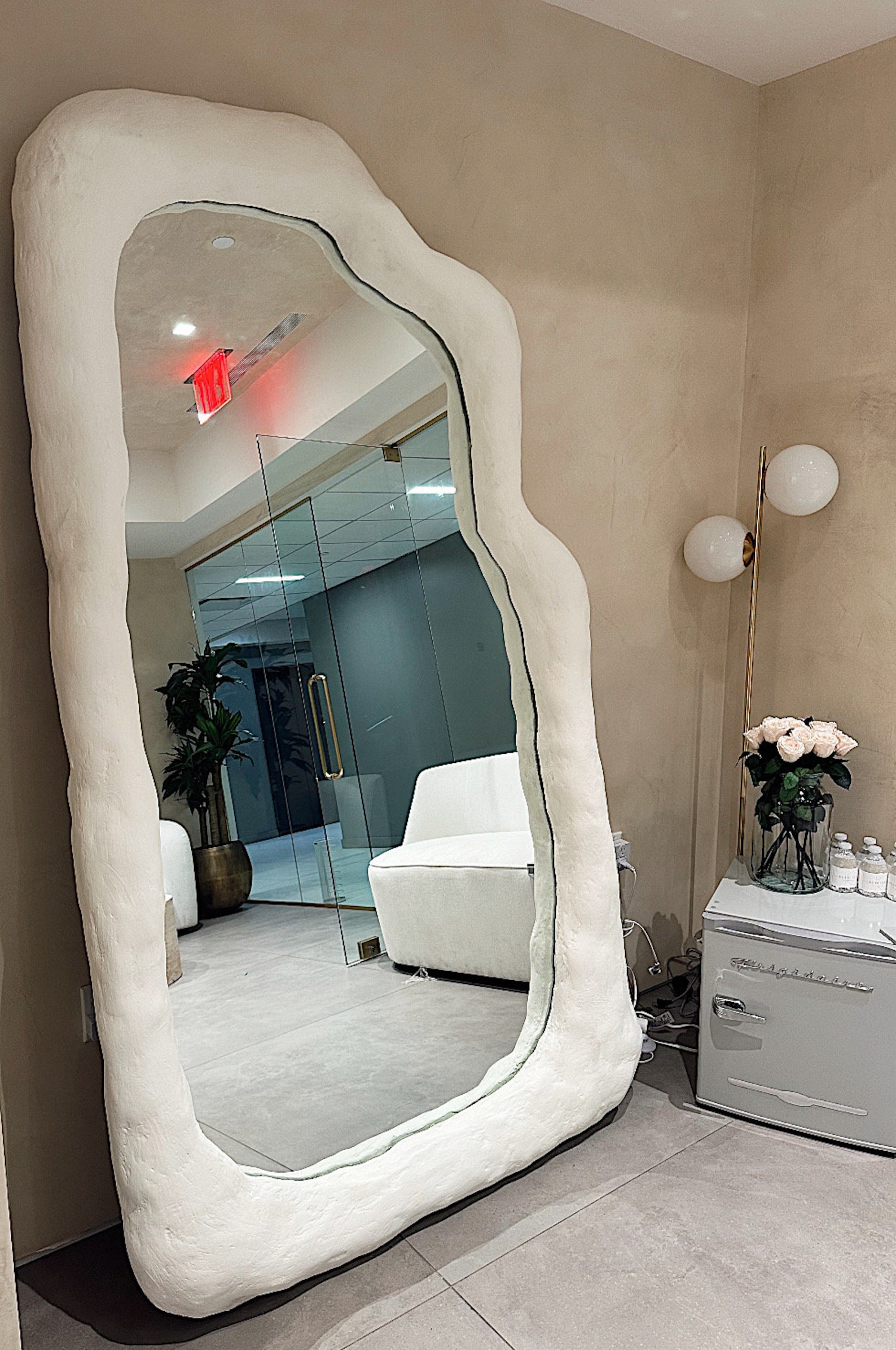 Custom Abstract Plaster Floor Mirror - Etsy