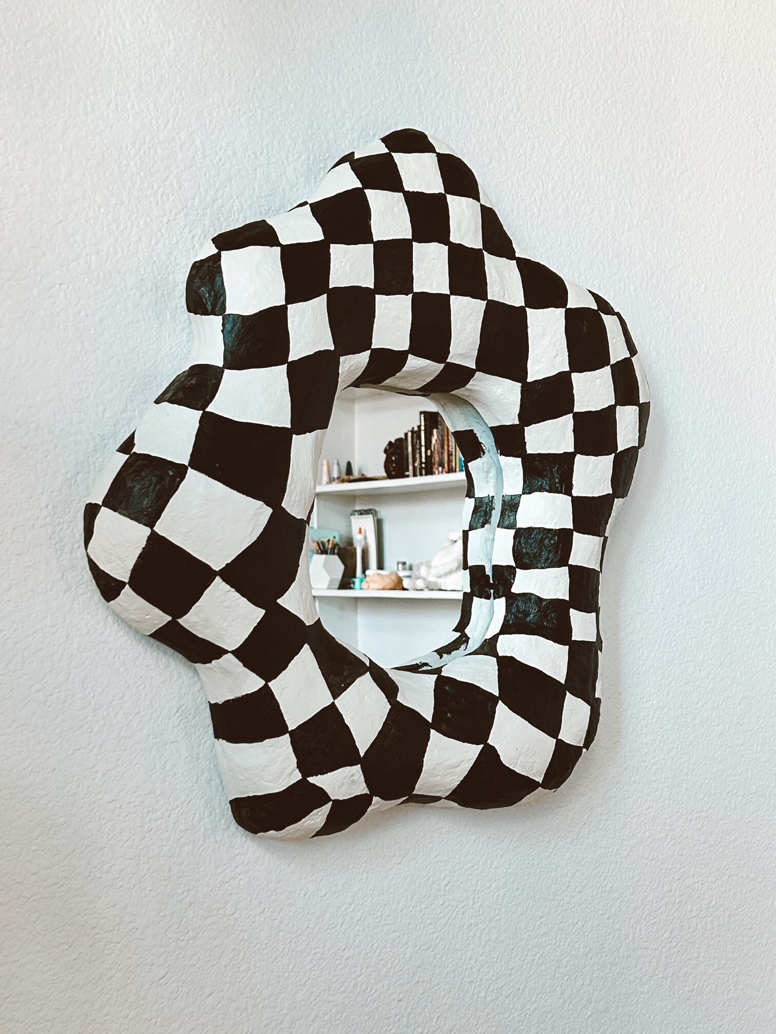 Checkered Plaster Mirror - Etsy