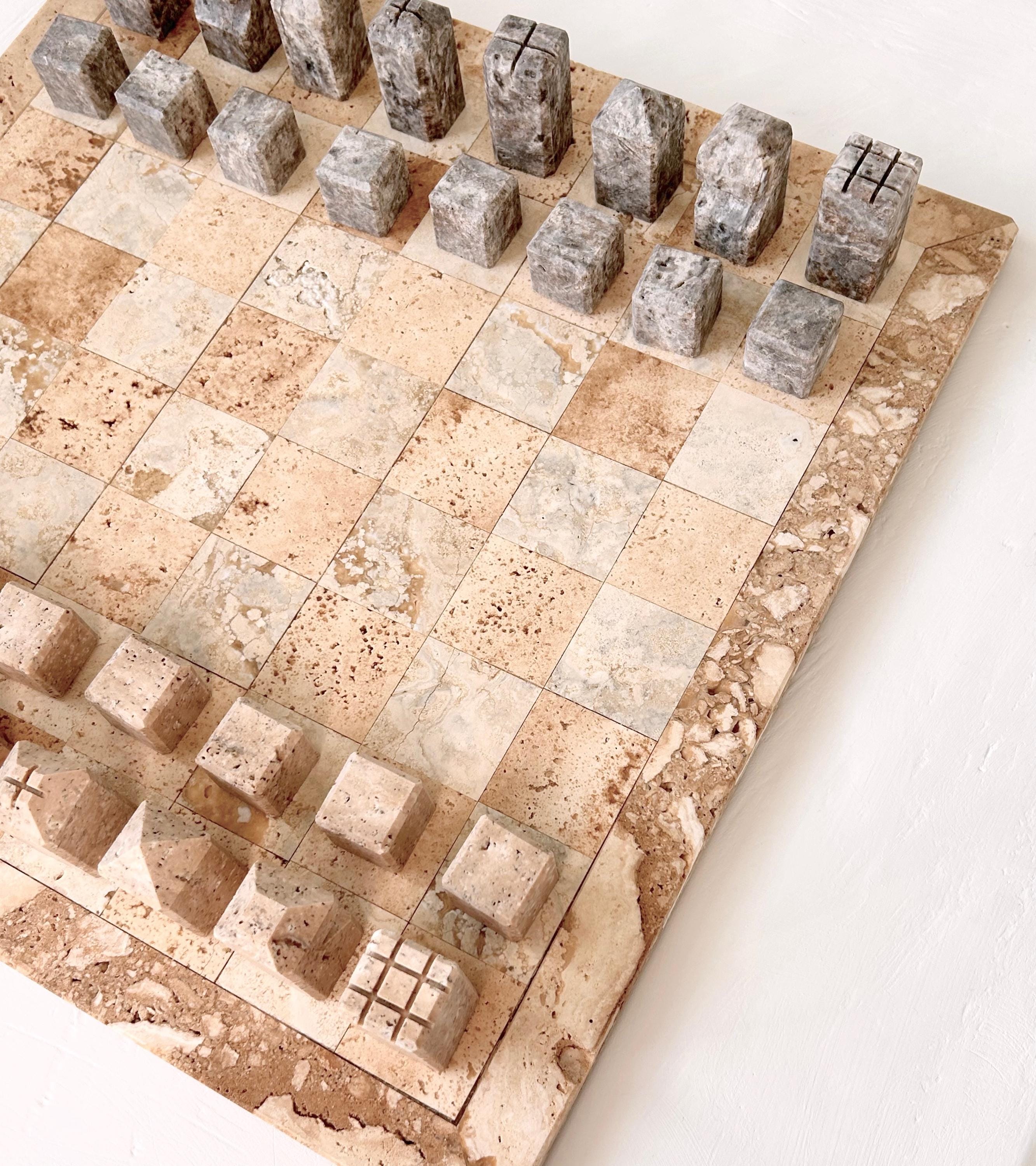 Handmade Travertine Chess Set - Etsy