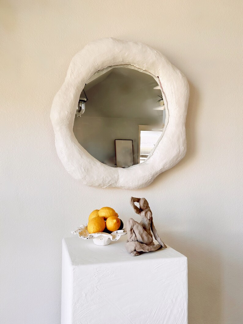 Round Chunky Organic Plaster Mirror - Etsy