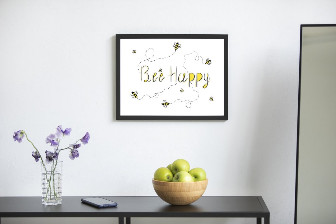 Bee Happy Wall Art, Living Room Decor (digital Download) - Etsy