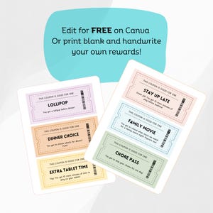 Editable Kids Reward Coupons | Customizable Coupon Template for Teens ...