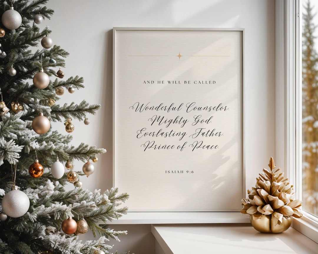 Christmas Bible Verse Wall Art, Isaiah 9:6 Printable Christian Holiday ...