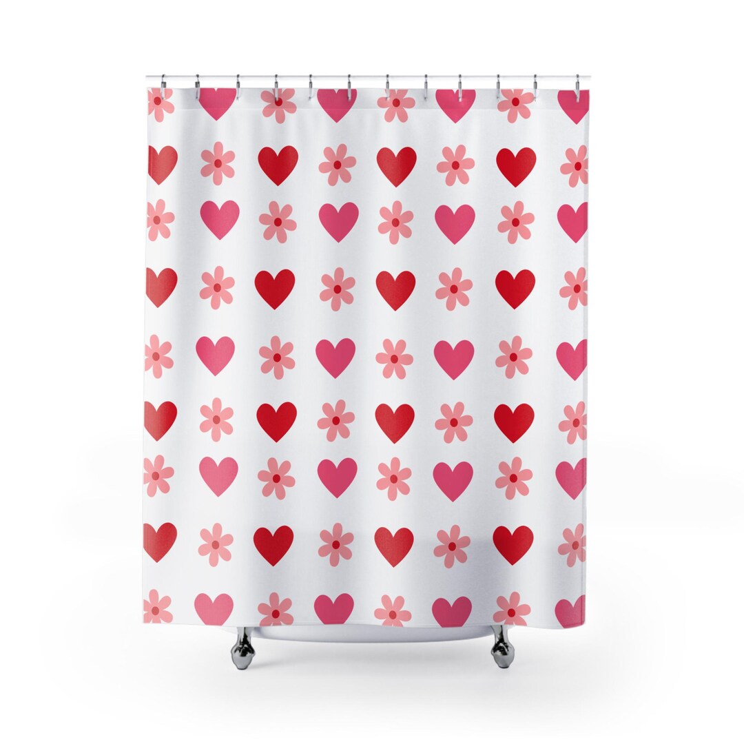 Floral Hearts Shower Curtain - Etsy