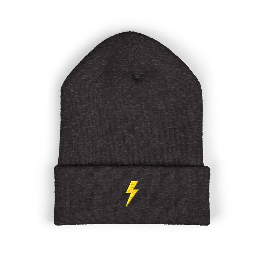 Lightning Bolt Embroidered Classic Cuffed Beanie - Etsy