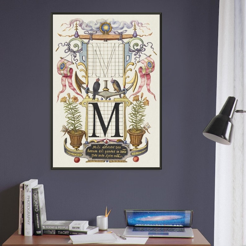 Letter M Calligraphy Guide 16th Century Vintage Art Reproduction ...