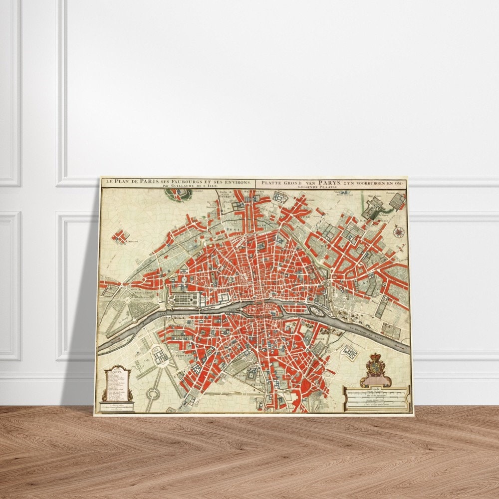 18th Century Vintage Map of Paris City View France Europe Art Print ...