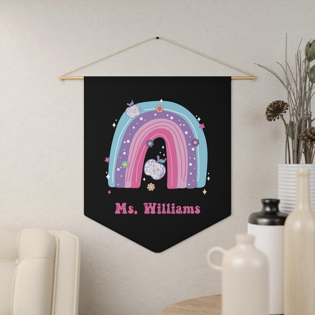 Personalized Teacher Name Banner - Custom Classroom Pennant Sign ...