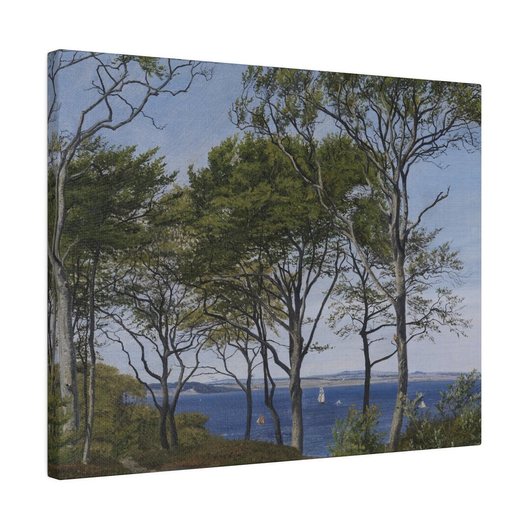 Beech Trees Fjord Vintage Denmark Landscape Art Stretched Matte Canvas ...