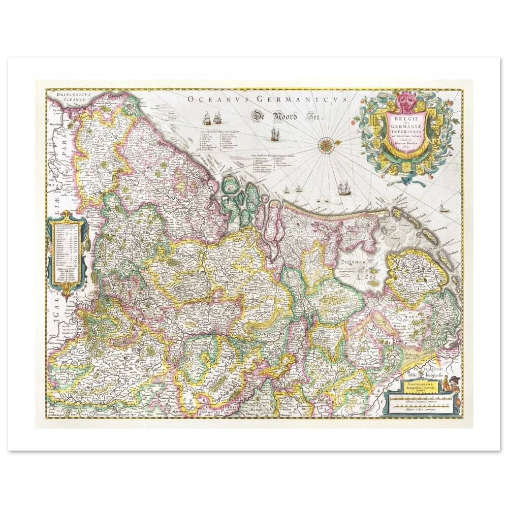 17th Century Vintage Netherlands Holland Map Dutch Art Print Premium ...