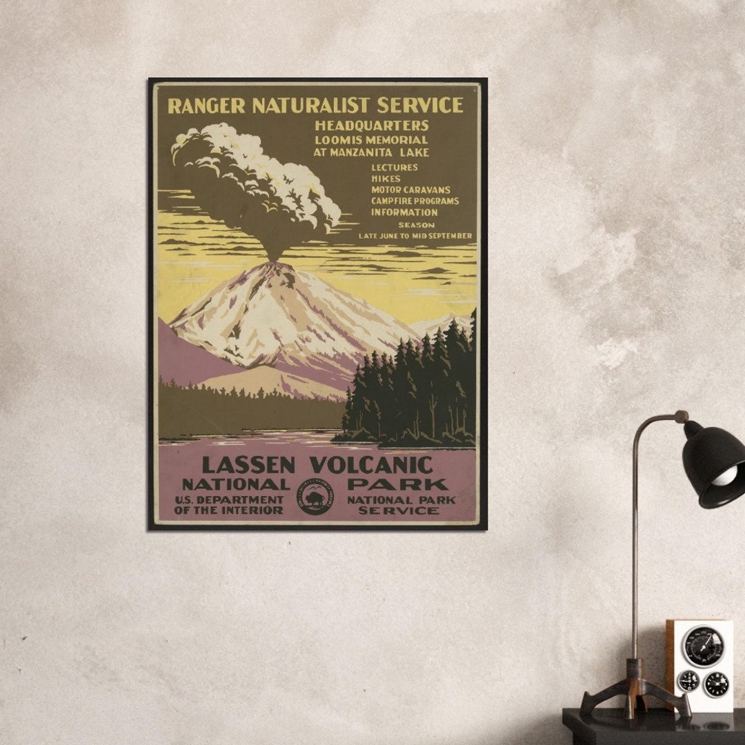 Lassen Volcanic National Park California Vintage Travel Tourism Volcano ...