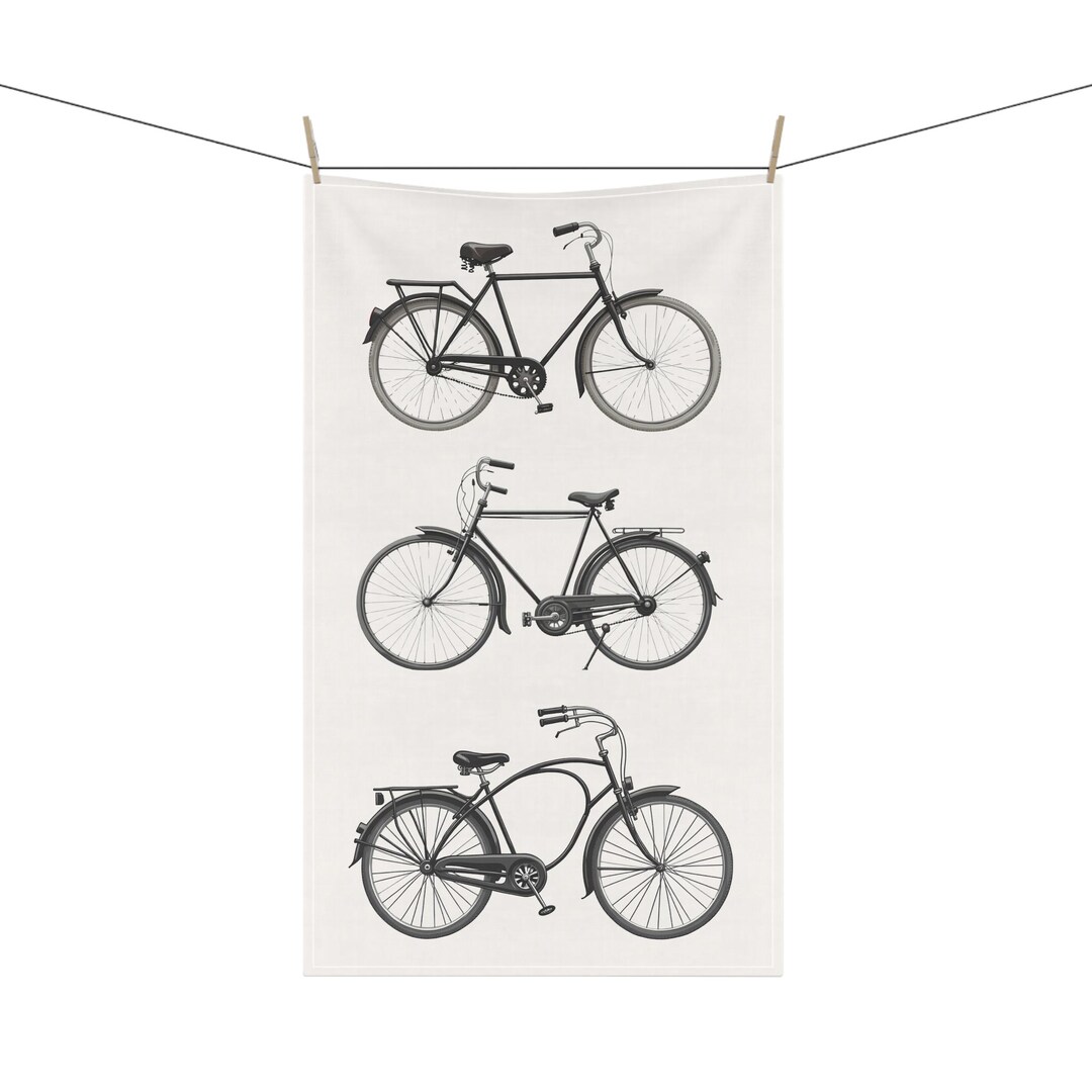 Vintage Bicycle Tea Towel - Rustic Kitchen Decor - Gift for Cyclists ...