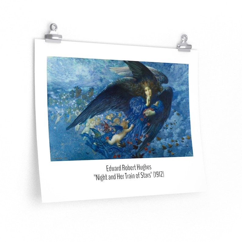 Night With Her Train of Stars Angel Cherubs Sky Edward Robert Hughes ...