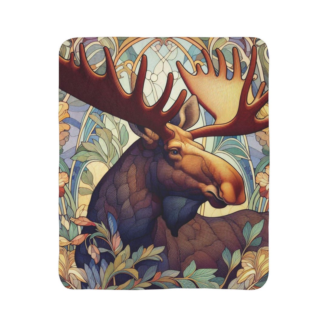 MOOSE Art Nouveau Style Art, Cozy Fleece Sherpa Blanket Couch Throw ...
