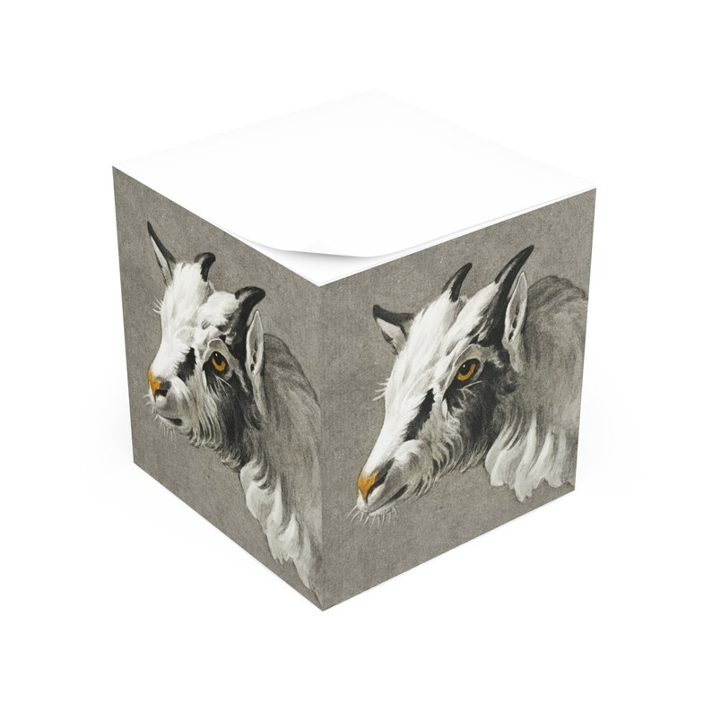 Goat Farm Animal Vintage Colorful Art Illustration Sticky Note Cube 700 ...