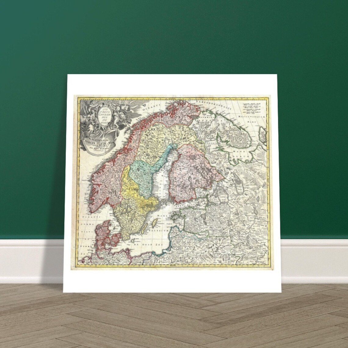 1730 Vintage Scandinavia Map Norway Sweden Denmark Finland Art Print ...