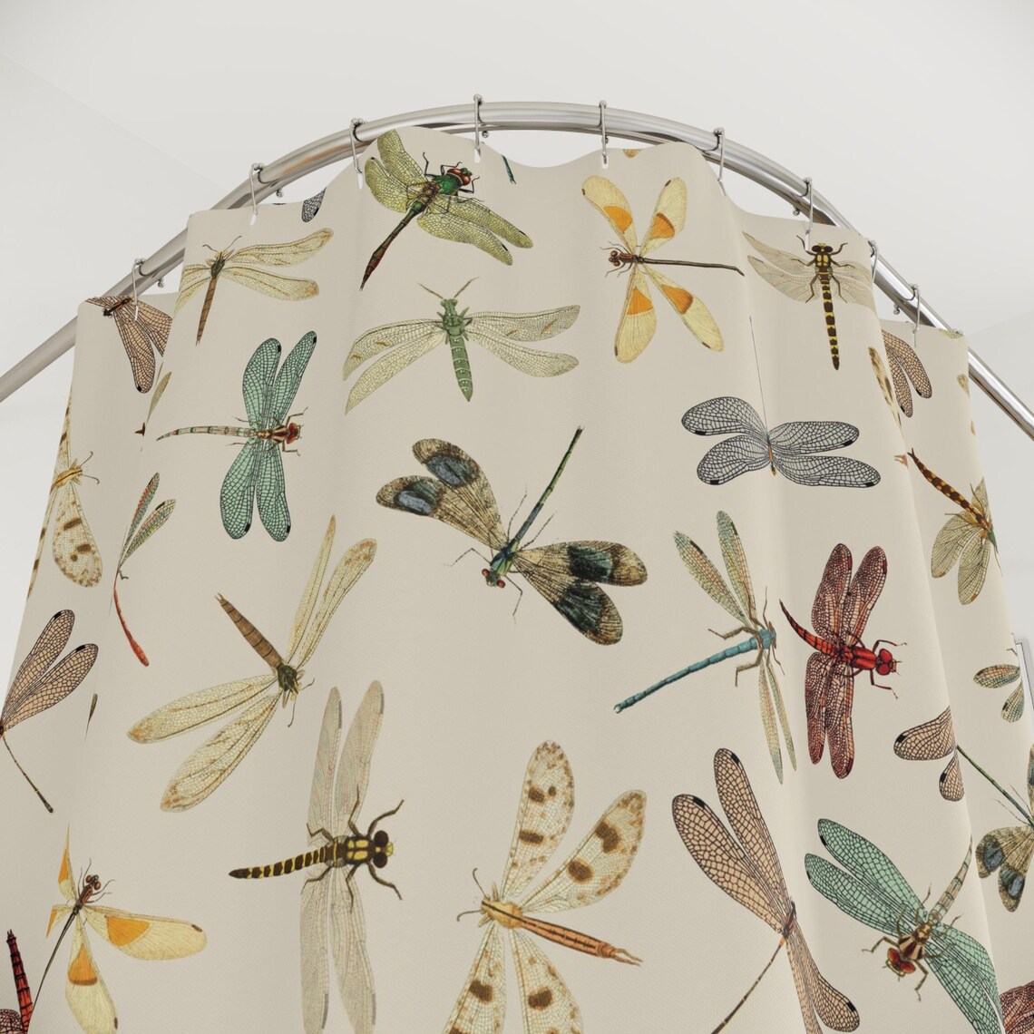 DRAGONFLY Pattern, 71" X 74" Polyester Fabric Shower Curtain, Vintage ...