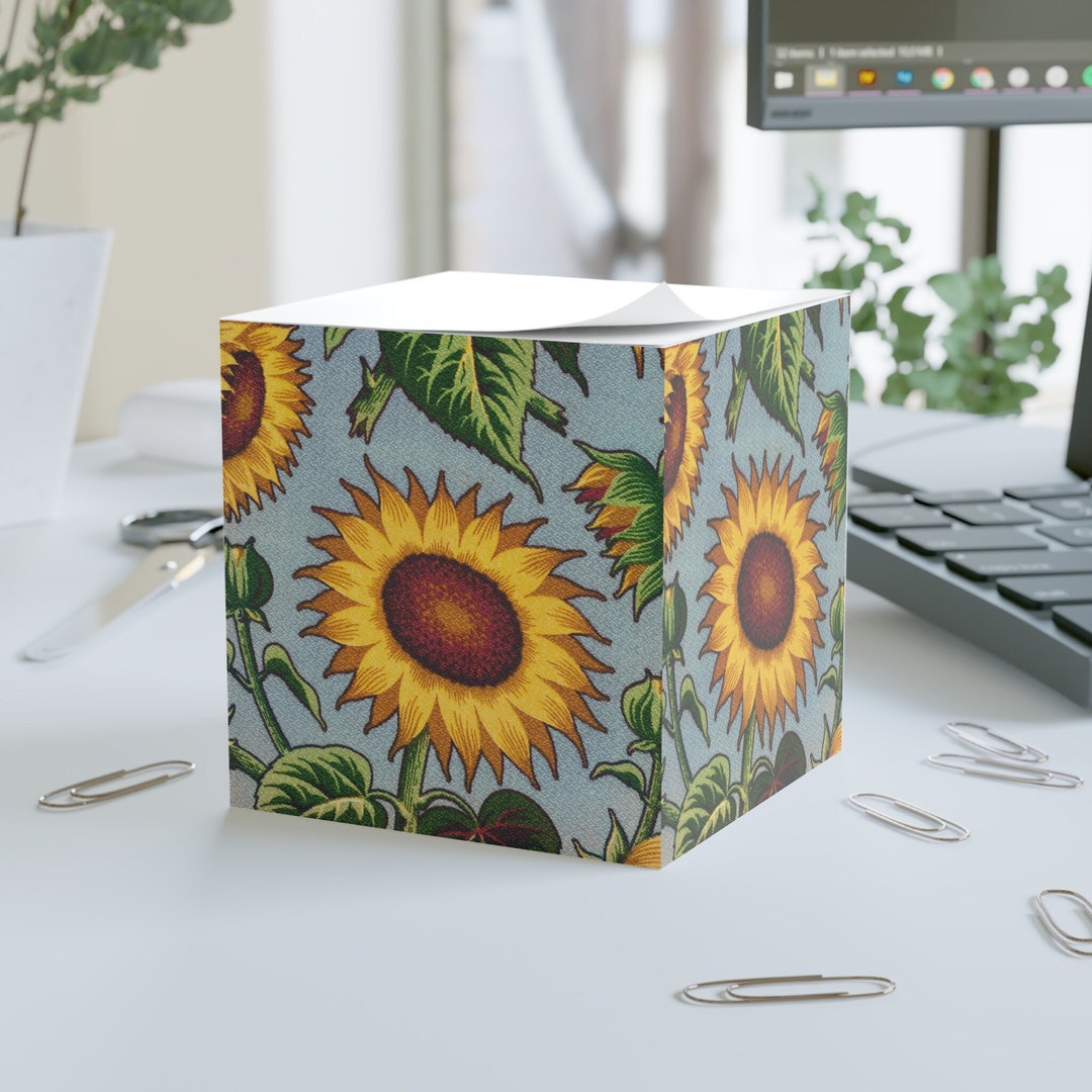 Sunflower Floral Pattern Flowers Colorful Art Sticky Note Cube 700 ...