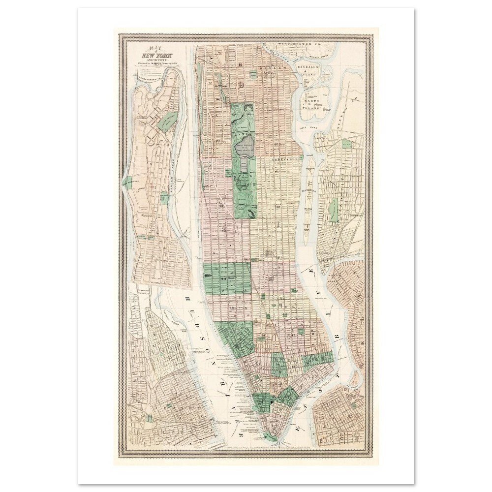 1875 Vintage Map of New York City and Vicinity Art Print Premium Matte ...