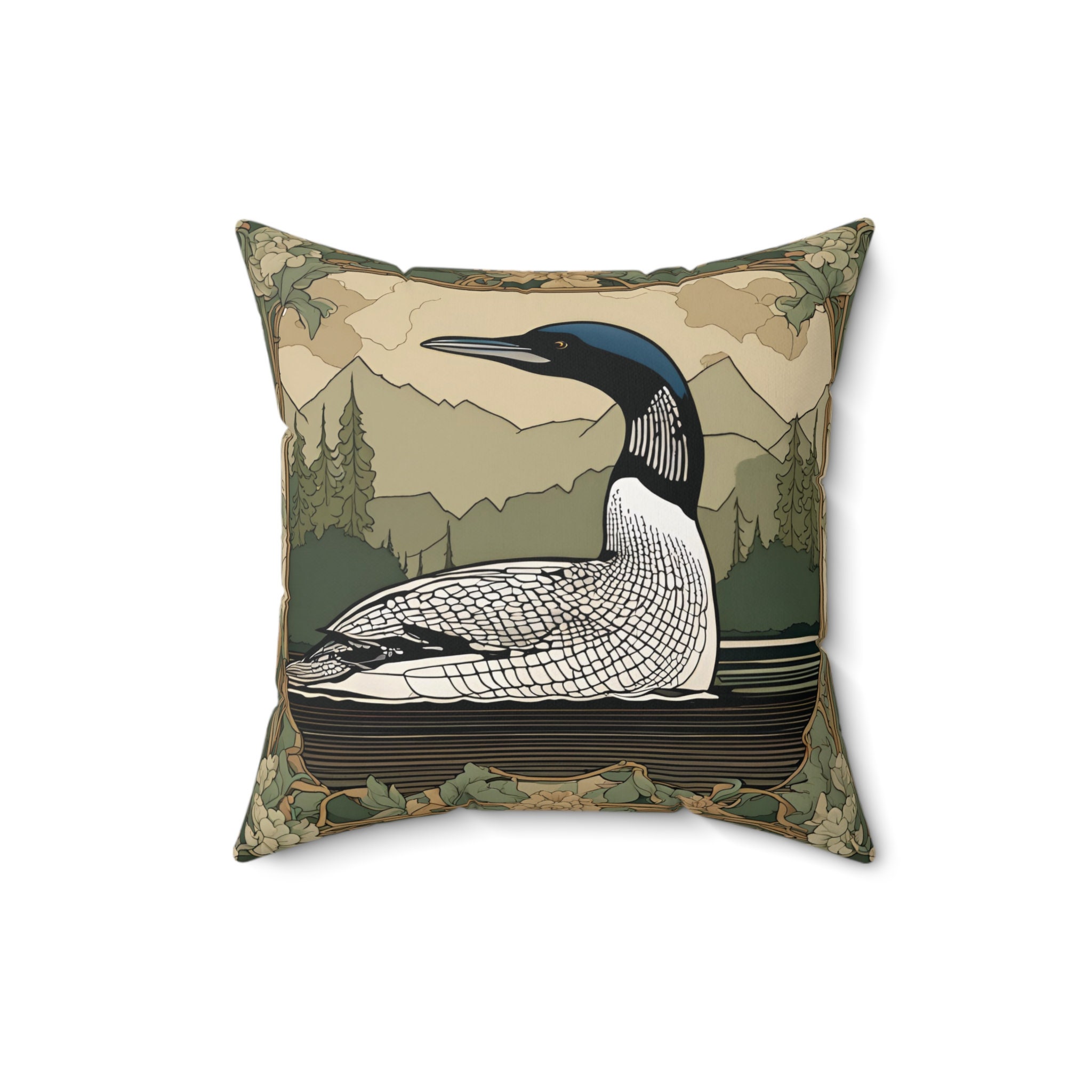 LOON Art Nouveau William Morris Style Art Spun Polyester Square PILLOW ...