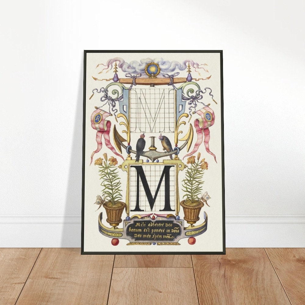 Letter M Calligraphy Guide 16th Century Vintage Art Reproduction ...