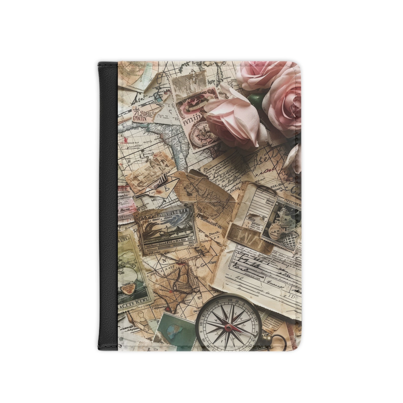 Vintage Wanderlust Compass Map Art PASSPORT WALLET International Travel ...