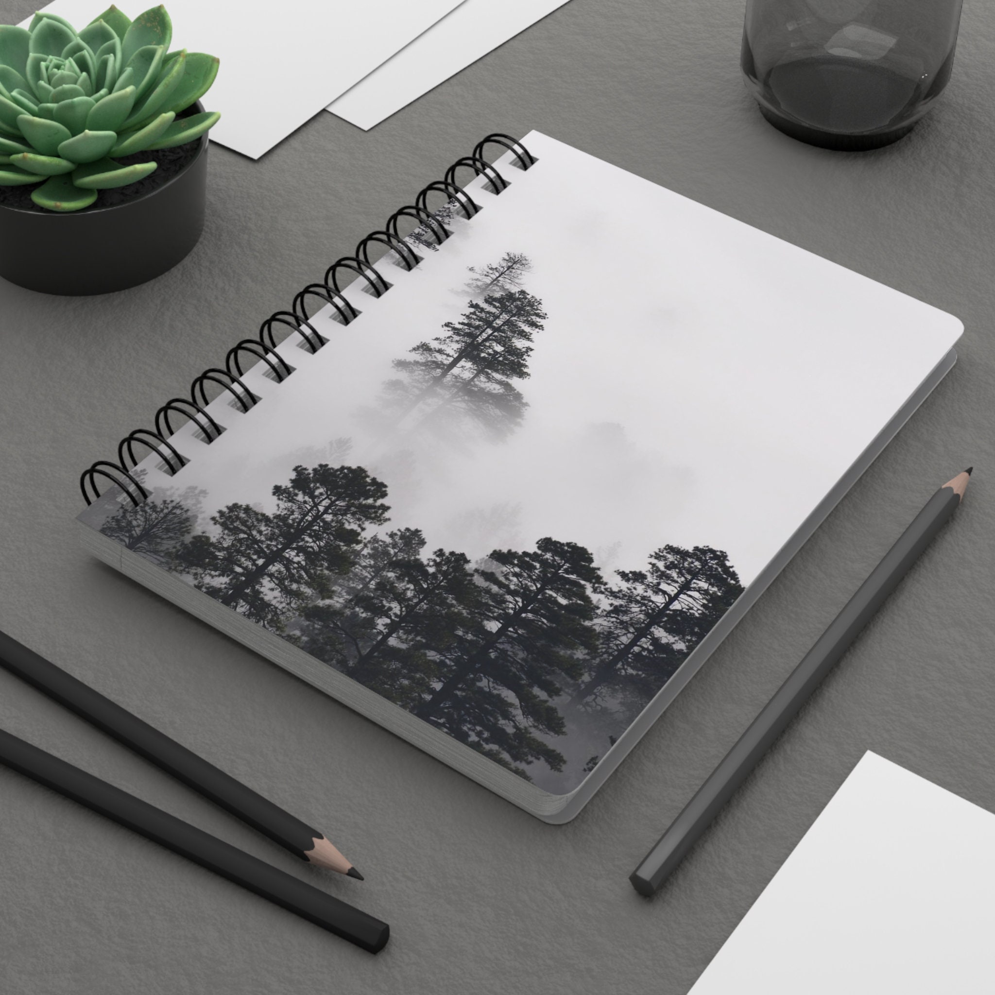 Morning Misty Clouds Trees Forest B&W Photography Nature Art Glossy ...