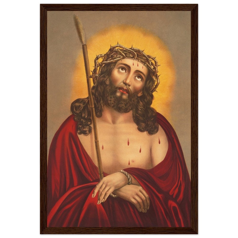 Jesus Christ Crown of Thorns Vintage Christian Religious Art Premium ...