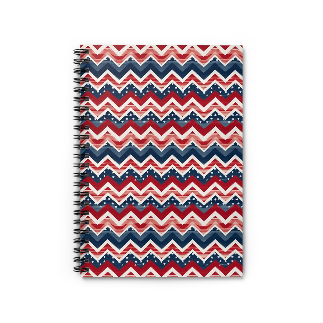 Retro Americana Chevron Stripe Pattern 6 X 8" Spiral Notebook 118 Ruled ...