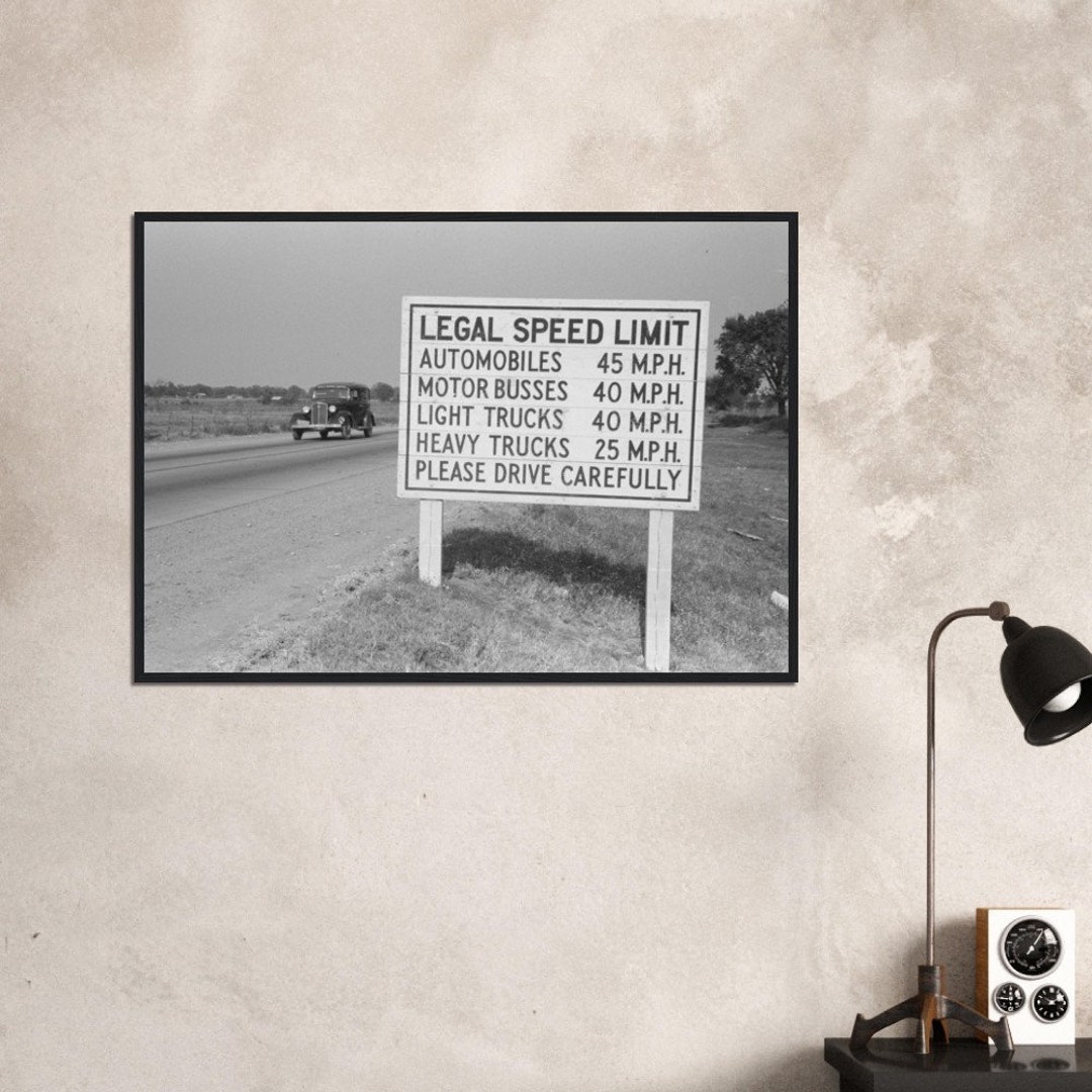 Highway Speed Limit Sign Waco TX Vintage Black and White Photo Premium ...