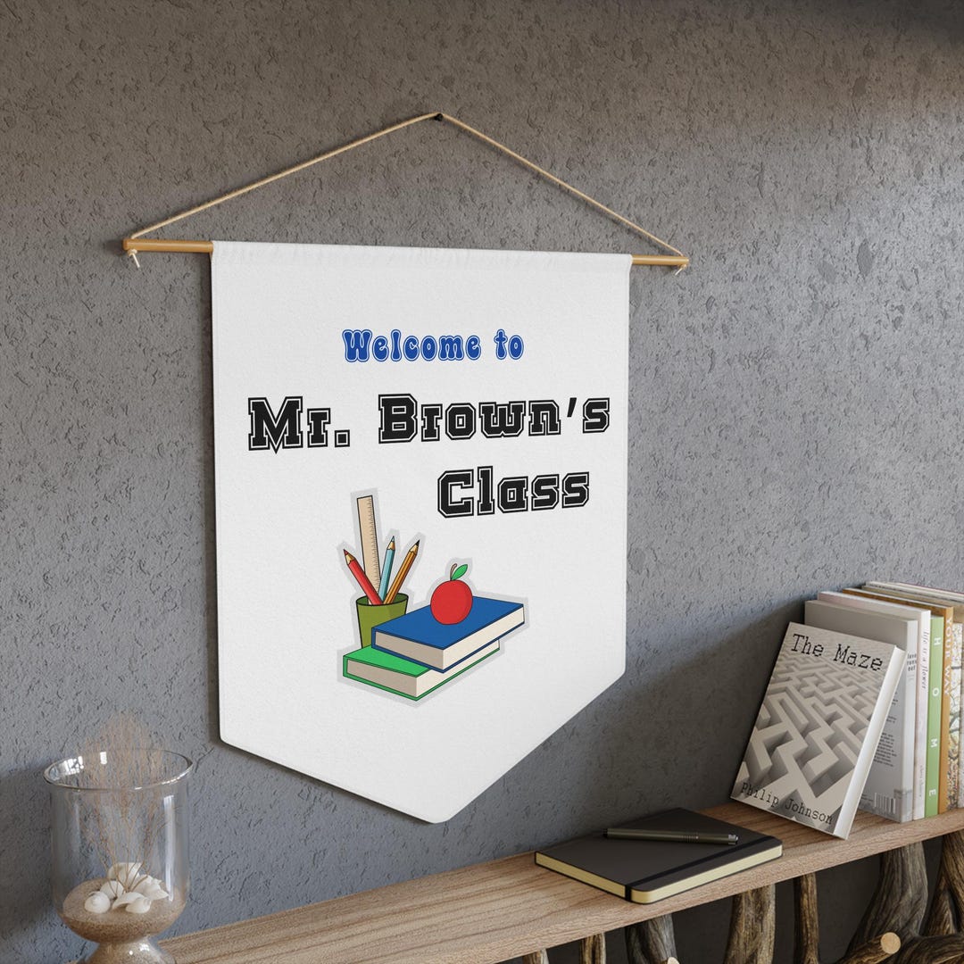 Personalized Teacher Name Banner - Custom Classroom Pennant Sign ...