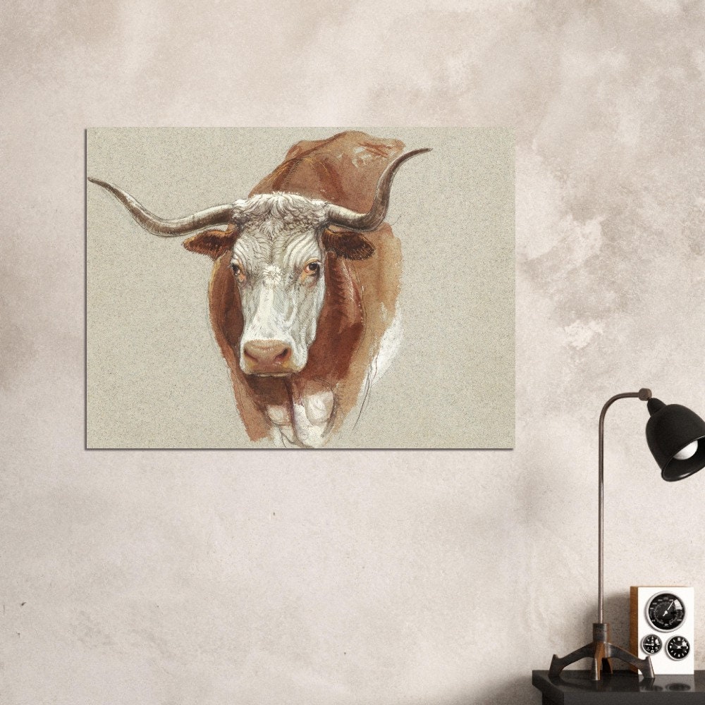 Head of a Cow Ox Farm Cattle Farmhouse Decor 19th Samuel Colman 19th ...