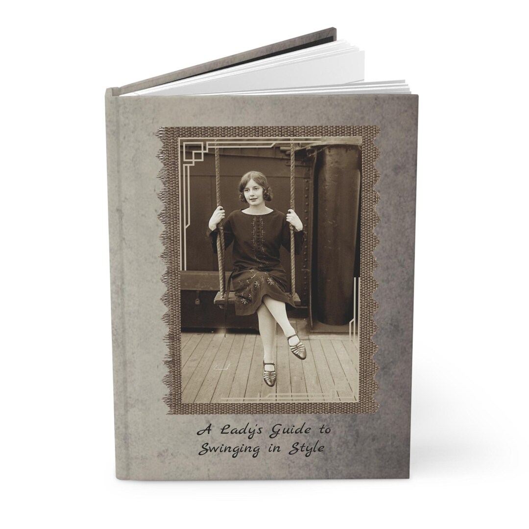 Vintage Woman on Swing - Personalized Ruled Line Notebook - Cheeky ...