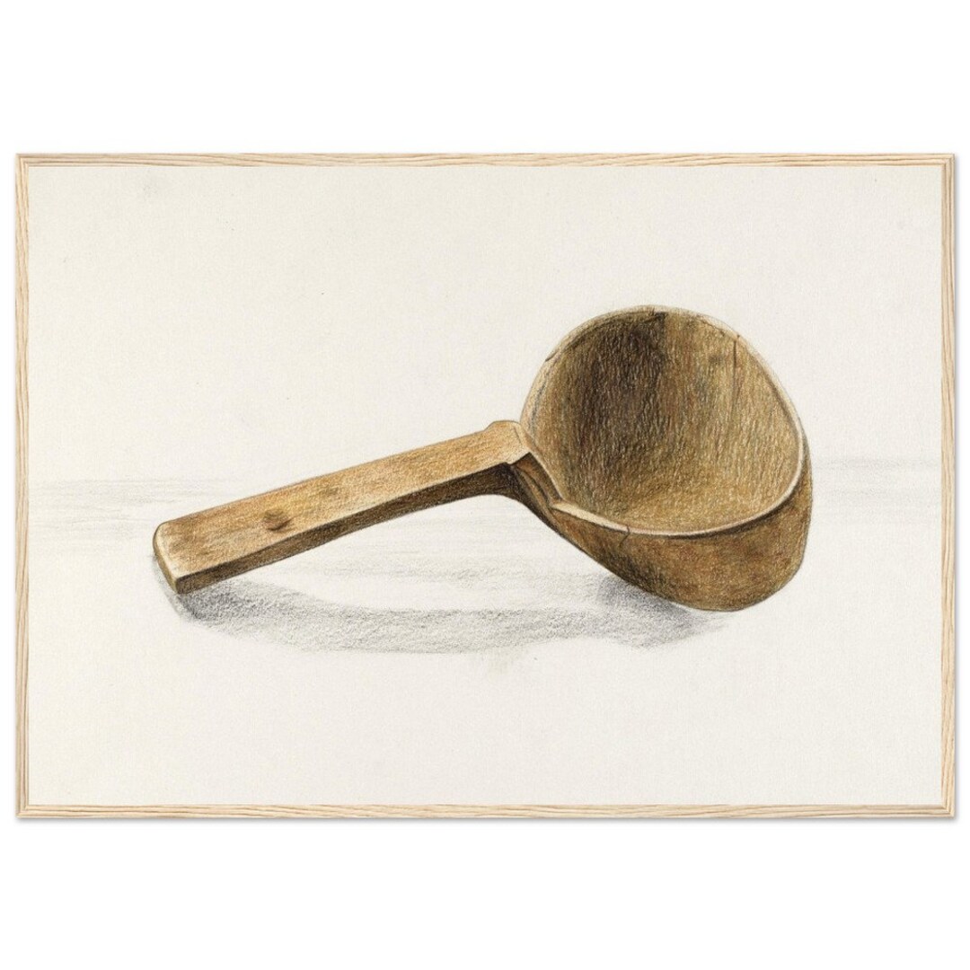 WOOD LADLE Wooden Spoon Vintage Kitchen Art Drawing Premium Matte Paper ...