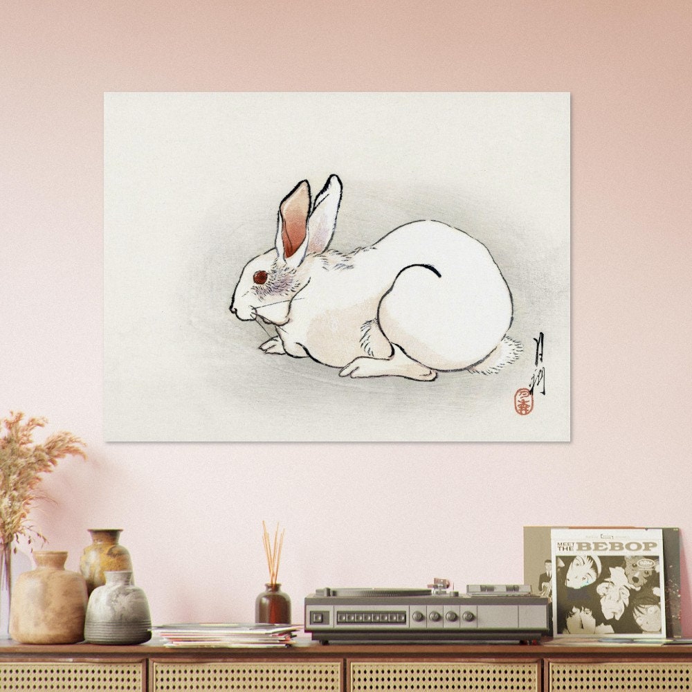 White Rabbit Bunny Animal Japan Ogata Gekko Vintage Japanese Asian Art ...