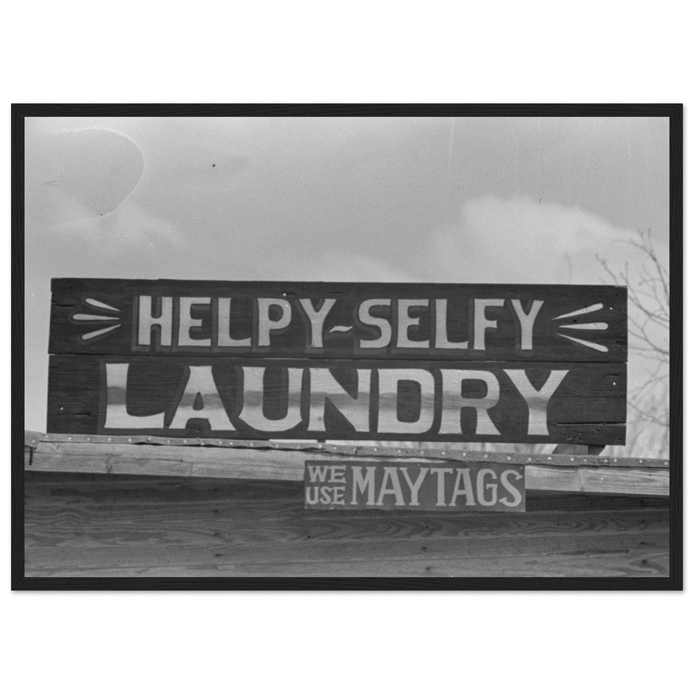 Helpy Selfy Laundry Sign Texas Vintage Black and White Photo Premium ...